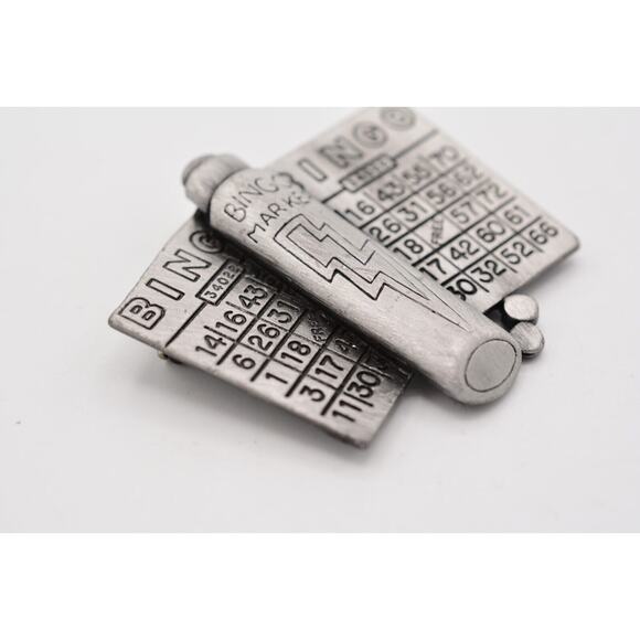 Ajc | Jewelry | Ajc Vintage Bingo Pin Brooch Cards Marker Pewter Tone ...
